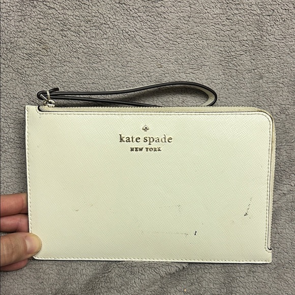 kate spade | Bags | Kate Spade Ivory Wristlet With Gold Accents | Poshmark